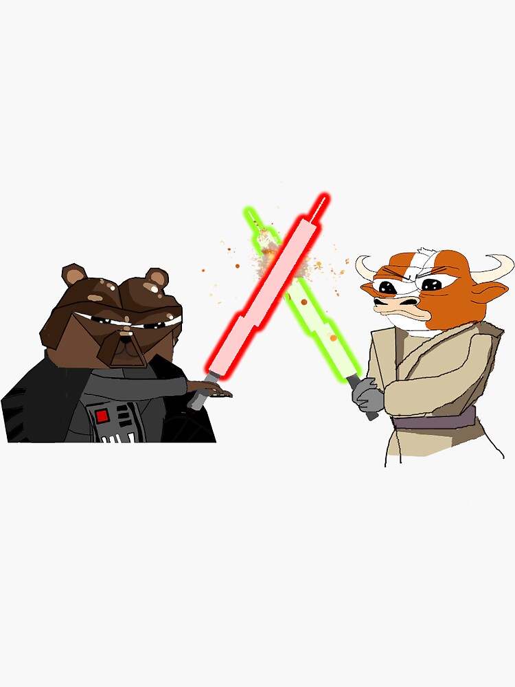 "Darth Bobo vs Jedi Mumu" Sticker for Sale by CryptoN3rd | Redbubble