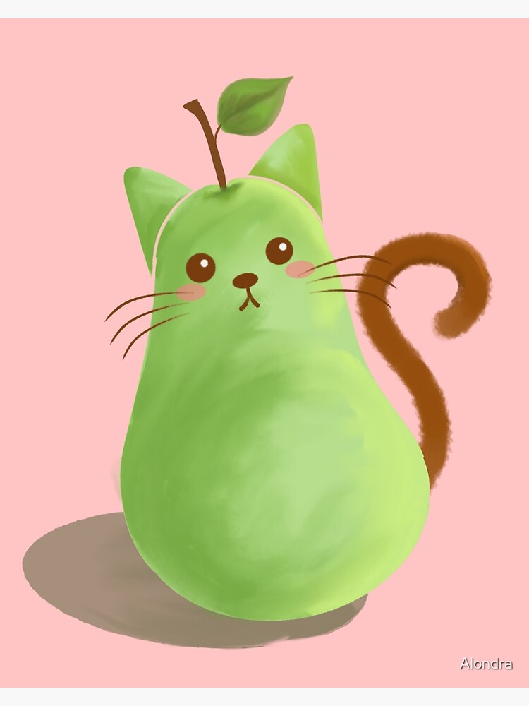 "Pear Cat Abstract Art, Cute Cat Art" Poster for Sale by Alondra ...