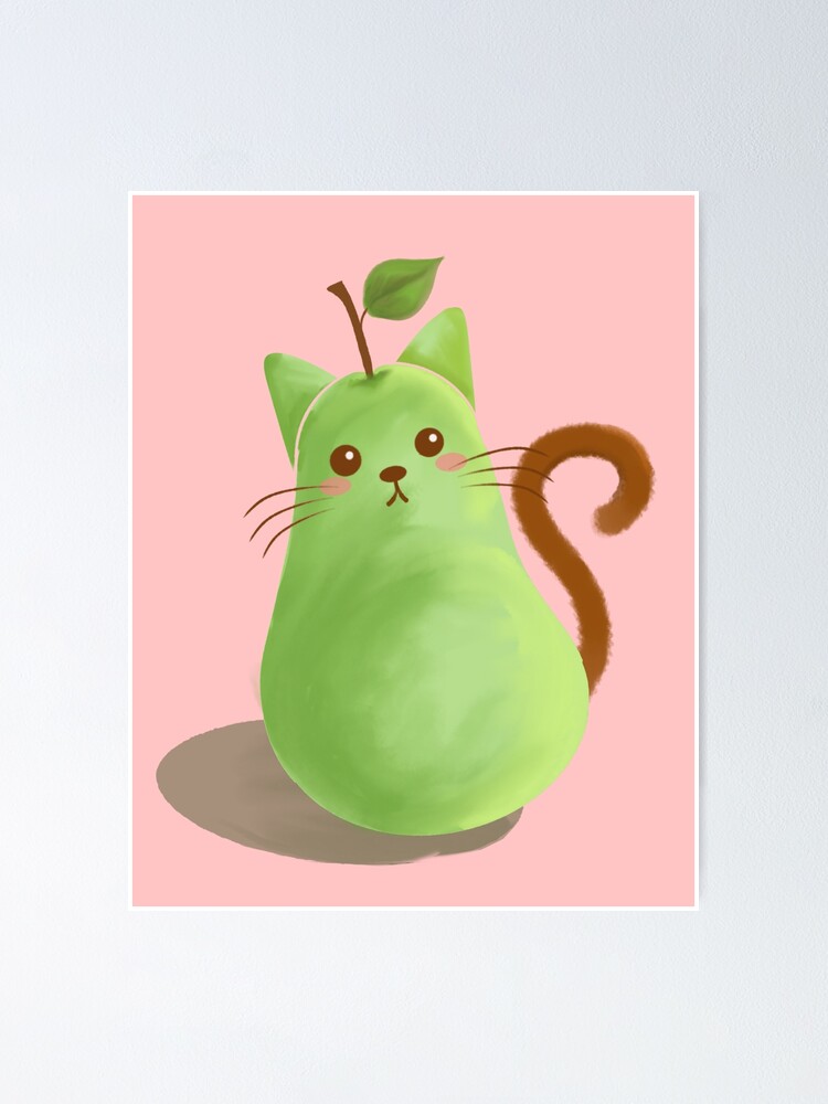 "Pear Cat Abstract Art, Cute Cat Art" Poster for Sale by Alondra ...