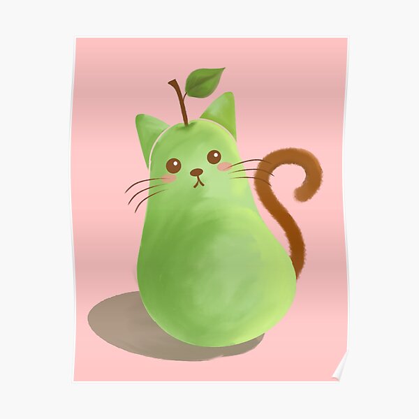 "Pear Cat Abstract Art, Cute Cat Art" Poster for Sale by Alondra ...