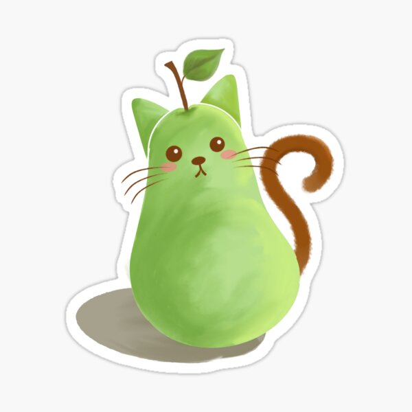"Pear Cat Abstract Art, Cute Cat Art" Sticker for Sale by Alondra ...