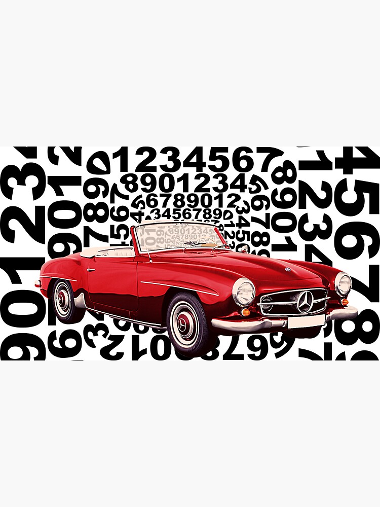 "red car Mercedes numbers circle" Sticker for Sale by Zen59 | Redbubble