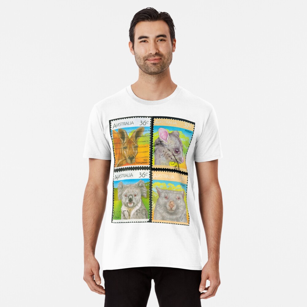 "Australian 36c Animal Stamp Set - Red Kangaroo, Possum, Koala, Wombat ...