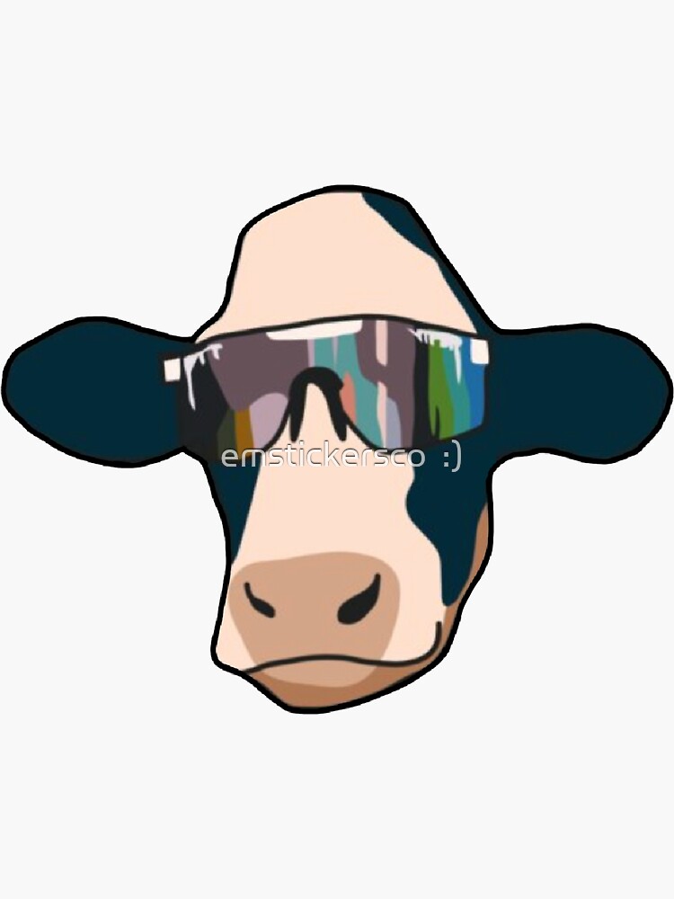 "Cow with Sunglasses" Sticker for Sale by artsy-me-not | Redbubble