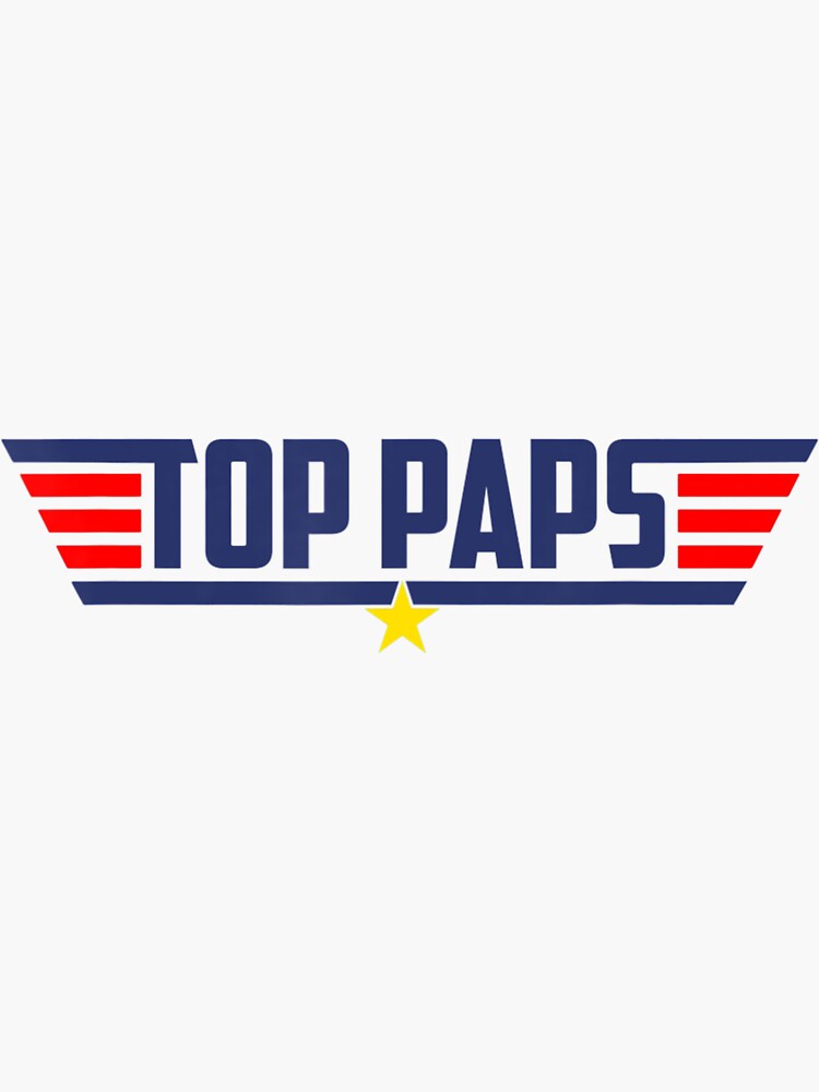 "Mens Top Paps Personalized 80S Dad Humor Movie Gun" Sticker for Sale ...