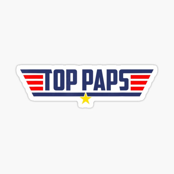 "Mens Top Paps Personalized 80S Dad Humor Movie Gun" Sticker for Sale ...