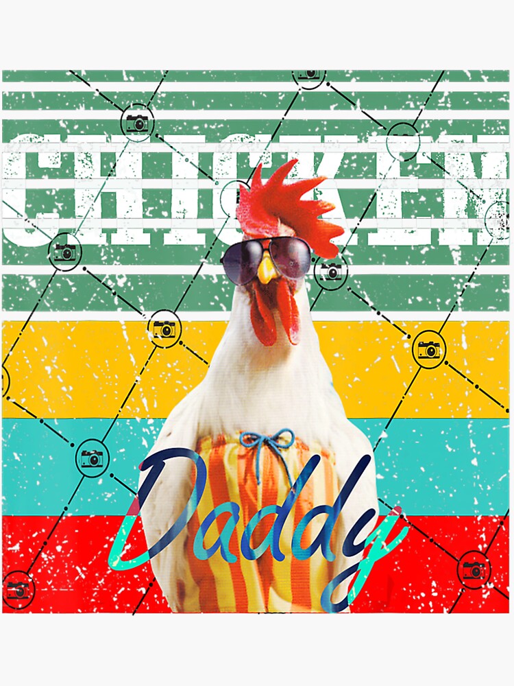 "Best Chicken Daddy Vintage Retro 70S Chicken Dad Fathers Day" Sticker ...