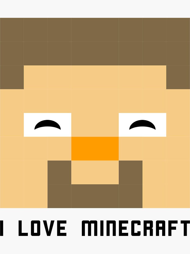 "I Love Minecraft Steve" Sticker for Sale by footballproud | Redbubble