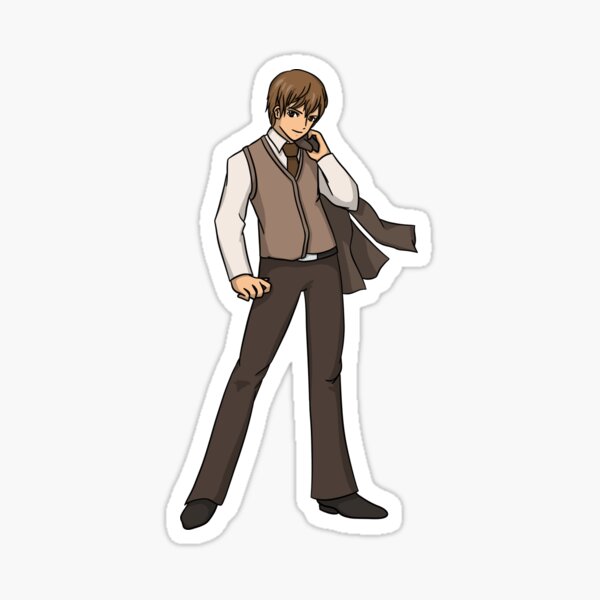 "Hot young man in anime style and brown suit" Sticker for Sale by ...