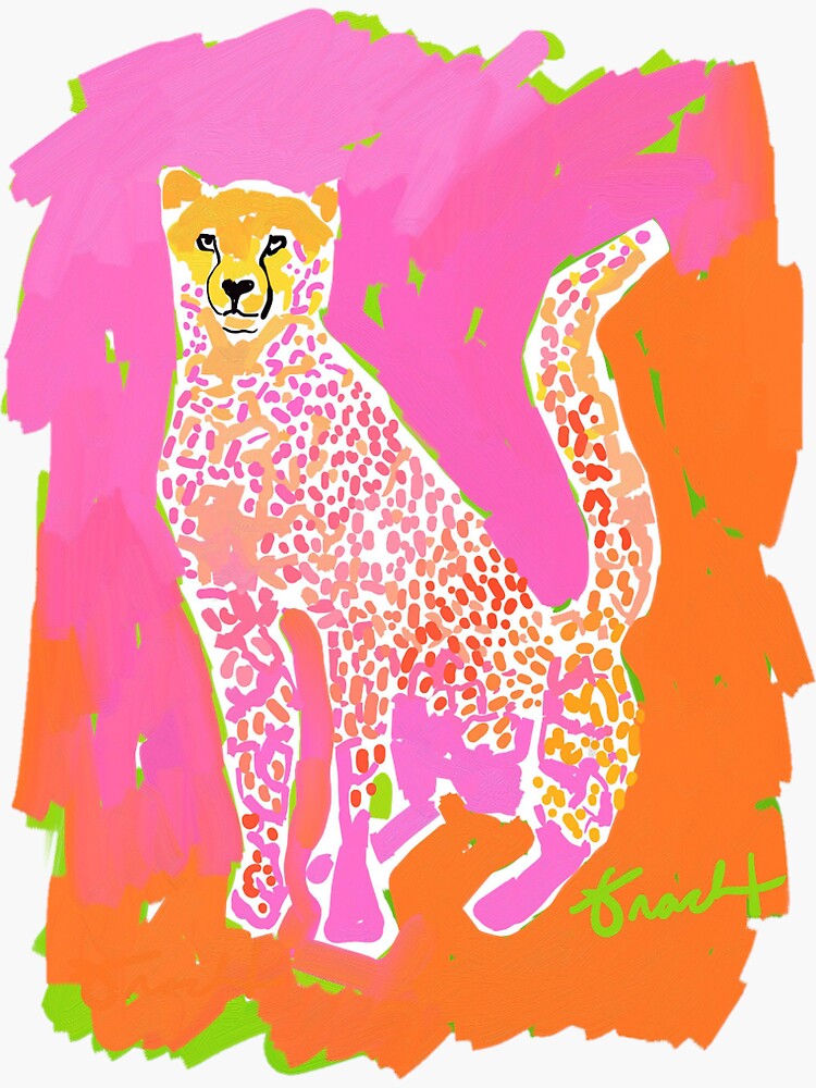 "Preppy Cheetah Pink" Sticker for Sale by carolinanolan | Redbubble