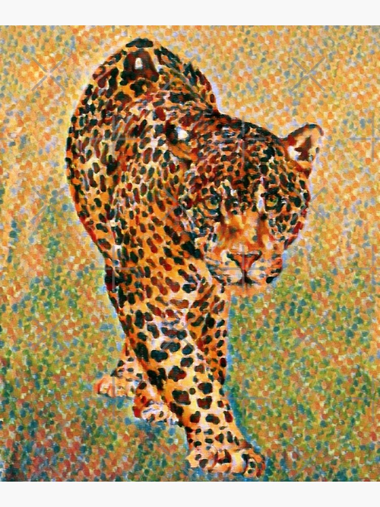 "Aesthetic Leopard Forest Animal Pointillism Art Painting" Poster for ...