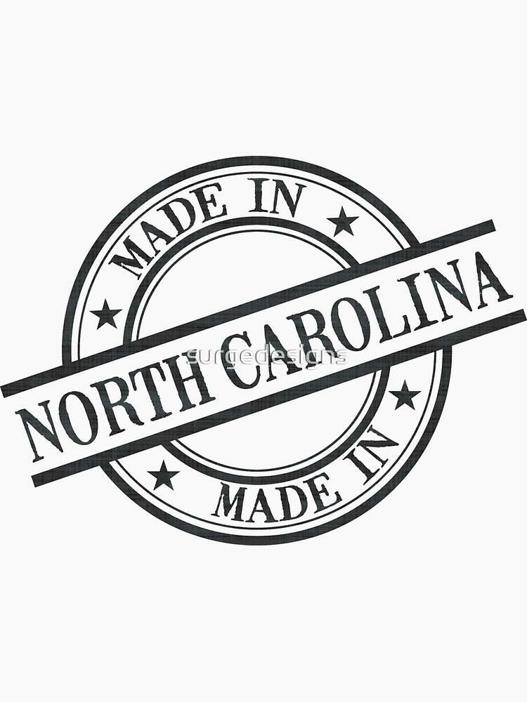 "Made In North Carolina Stamp Style Logo Black" Sticker by surgedesigns ...