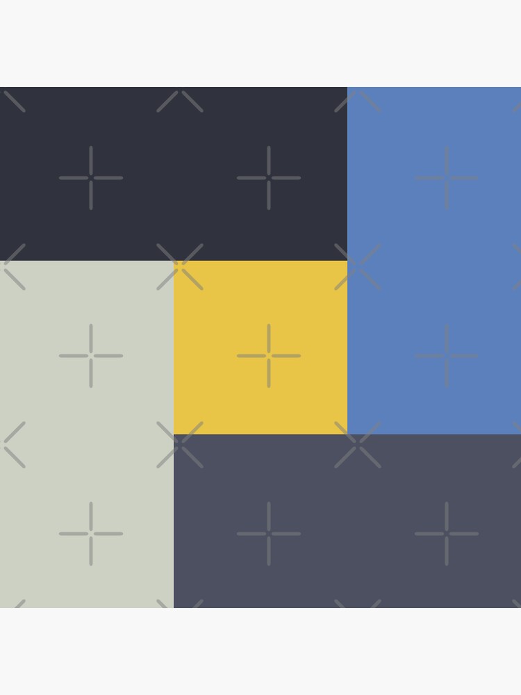"Fun Aesthetic Color Block | Retro Blue Yellow Gray Pattern" Sticker ...