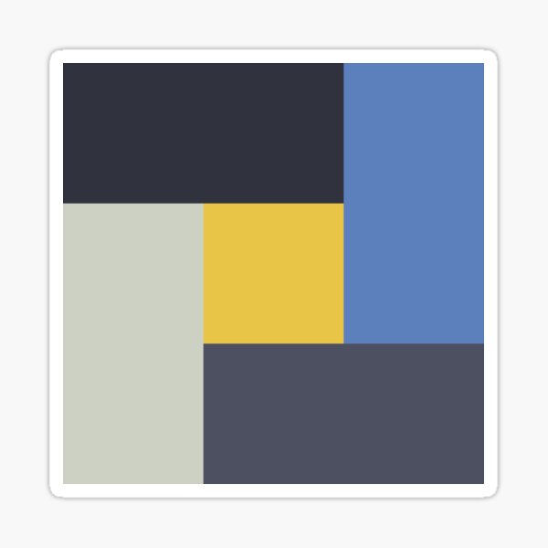 "Fun Aesthetic Color Block | Retro Blue Yellow Gray Pattern" Sticker ...