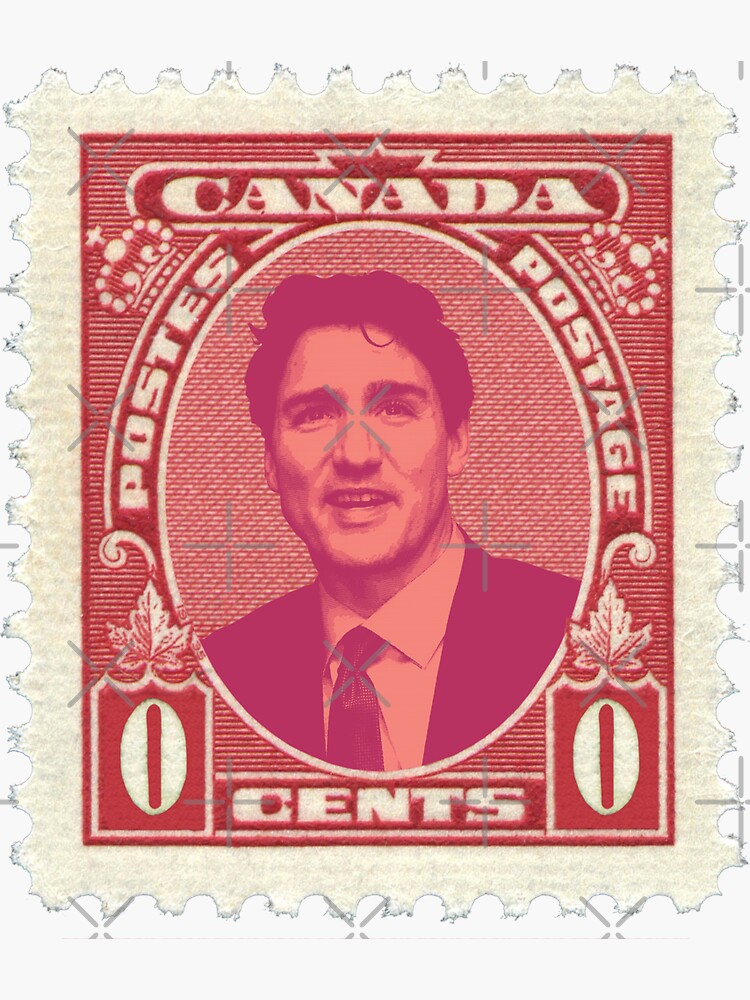 "Justin Trudeau Parody (Red stamp) - Funny" Sticker for Sale by cartoon ...