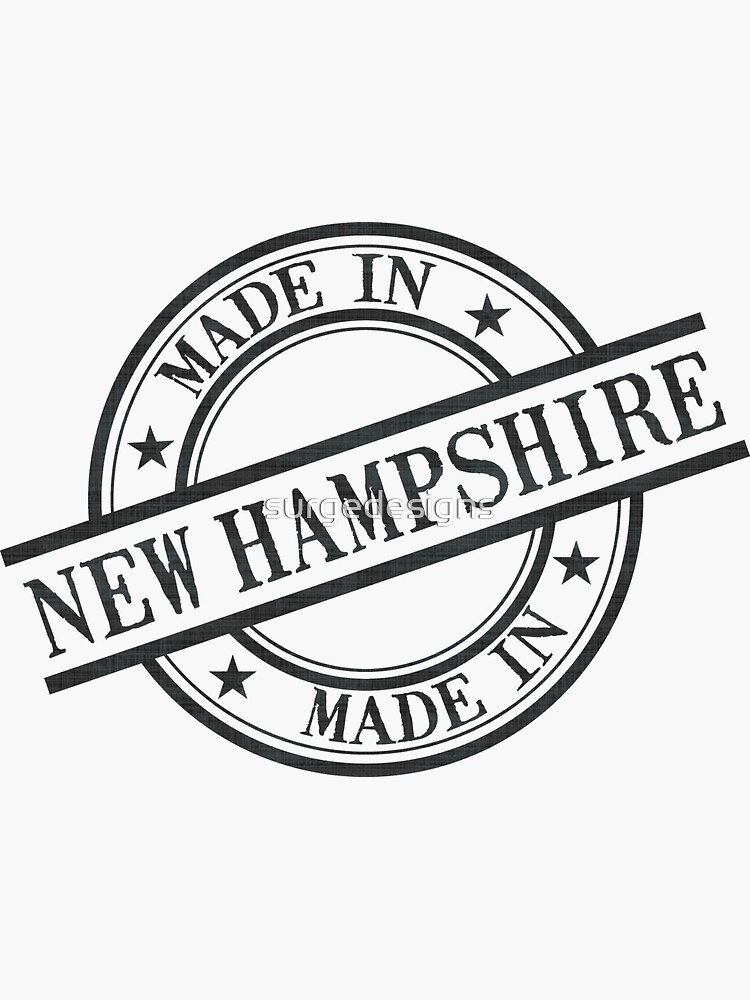"Made In New Hampshire Stamp Style Logo Black" Sticker by surgedesigns ...