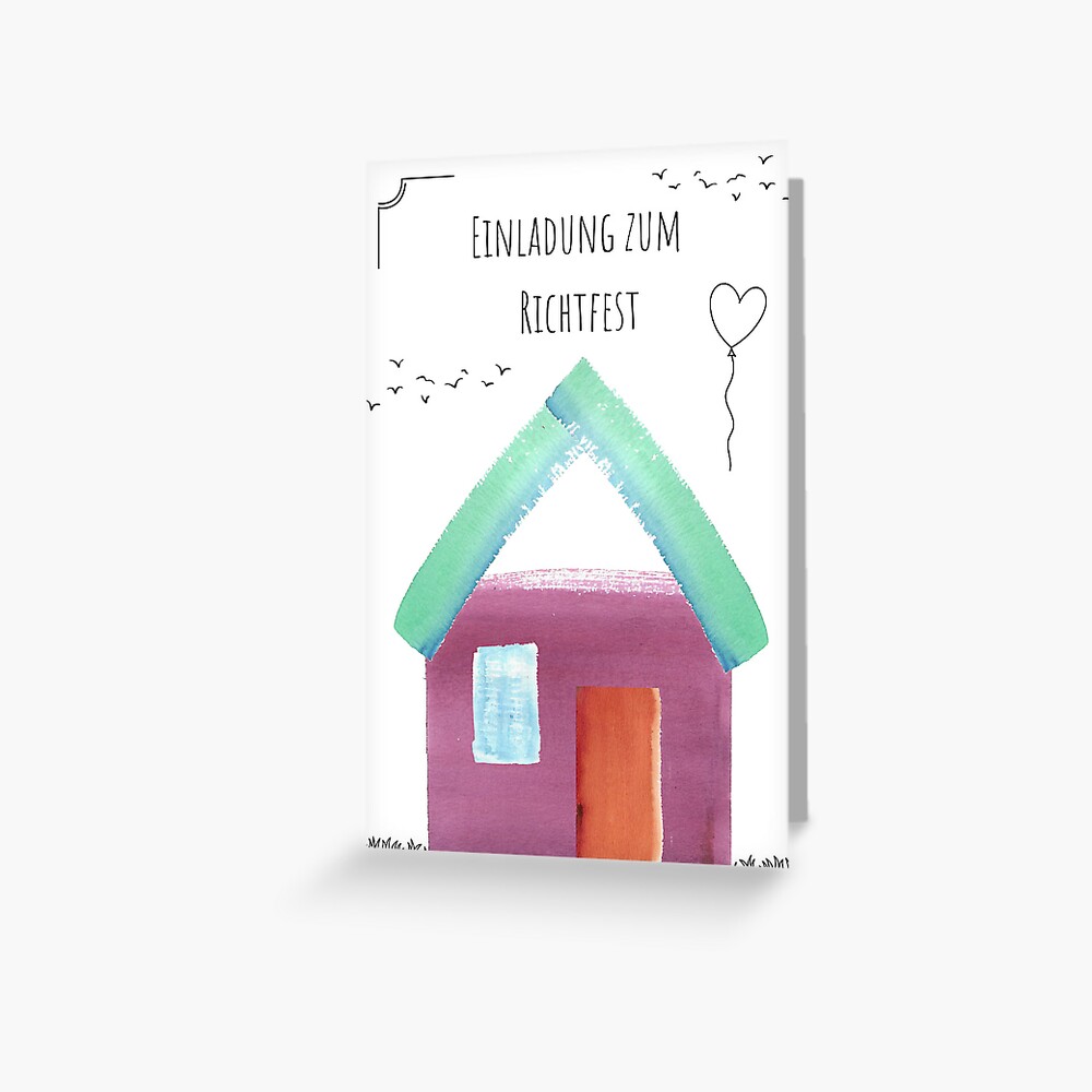 "Invitation to the topping-out ceremony, colorful house, watercolour ...