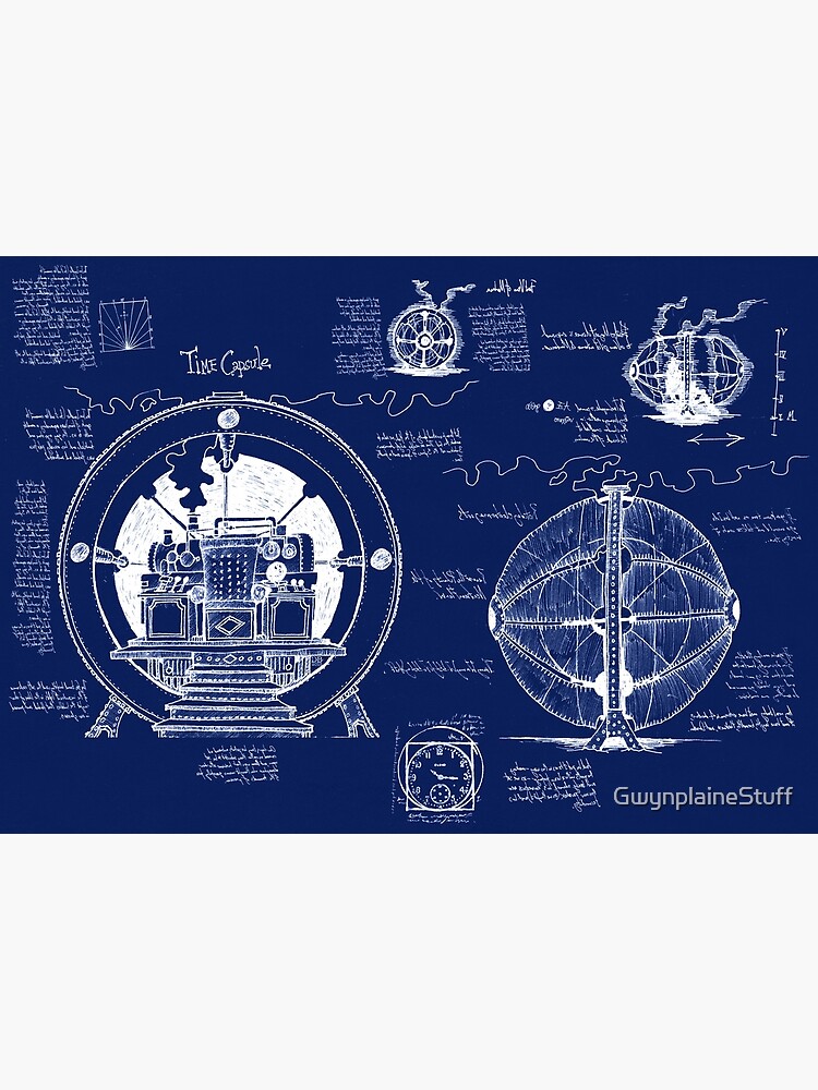 "Time Machine Blueprints" Metal Print for Sale by GwynplaineStuff ...