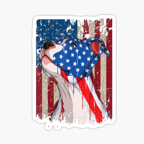 "American Pitbull Usa Flag Patriotic Dog,Pitbull 4Th Of July" Sticker ...