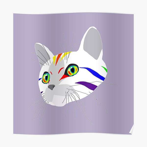 "Rainbow Tabby Cat" Poster for Sale by Beefleaf | Redbubble