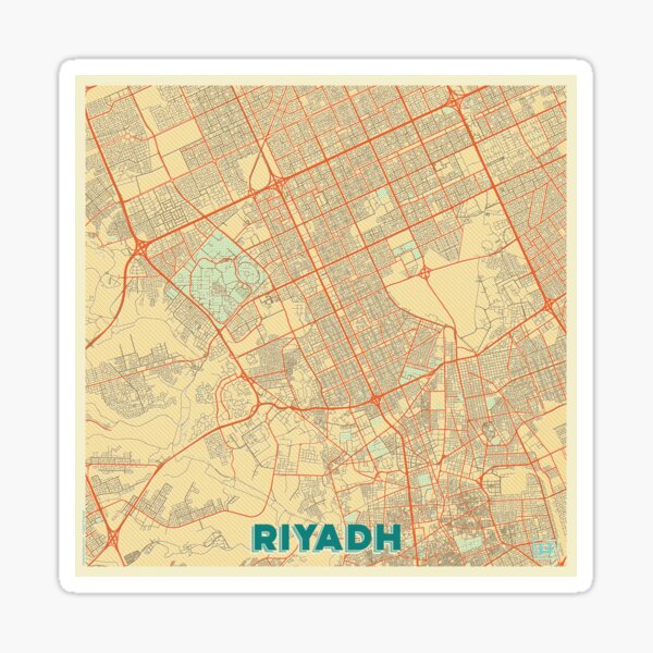 "Riyadh Map Retro" Sticker for Sale by HubertRoguski | Redbubble