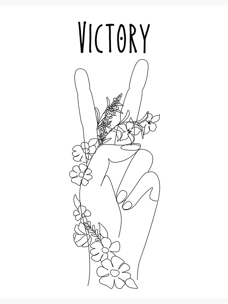 Impression photo « Victoire de la main de dessin au trait belle noir et ... Impression photo « Victoire de la main de dessin au trait belle noir et ...