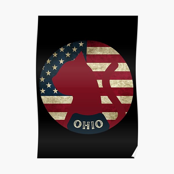 "Ohio Distressed American Flag Cat Silhouette" Poster for Sale by ...