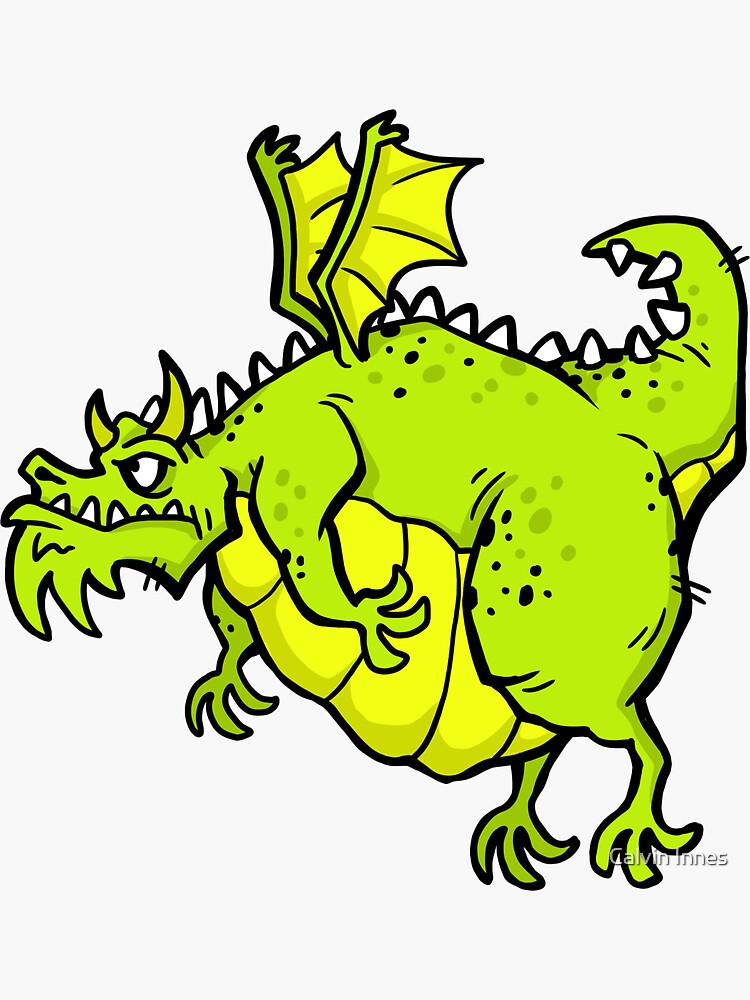 "Huff 'n' Puff The Dragon" Sticker by calvininnes | Redbubble