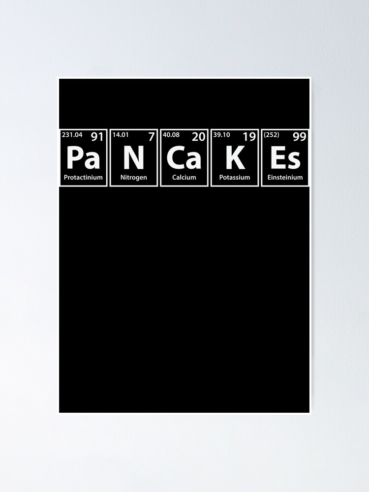 "Pancakes (Pa-N-Ca-K-Es) Periodic Elements Spelling" Poster for Sale by ...