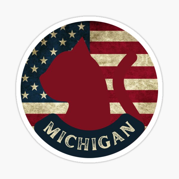 "Michigan Distressed American Flag Cat Silhouette" Sticker for Sale by ...