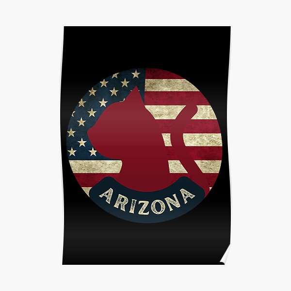 "Arizona Distressed American Flag Cat Silhouette" Poster for Sale by ...
