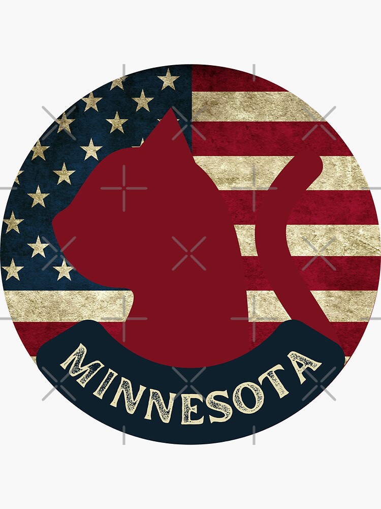 "Minnesota Distressed American Flag Cat Silhouette" Sticker for Sale by ...