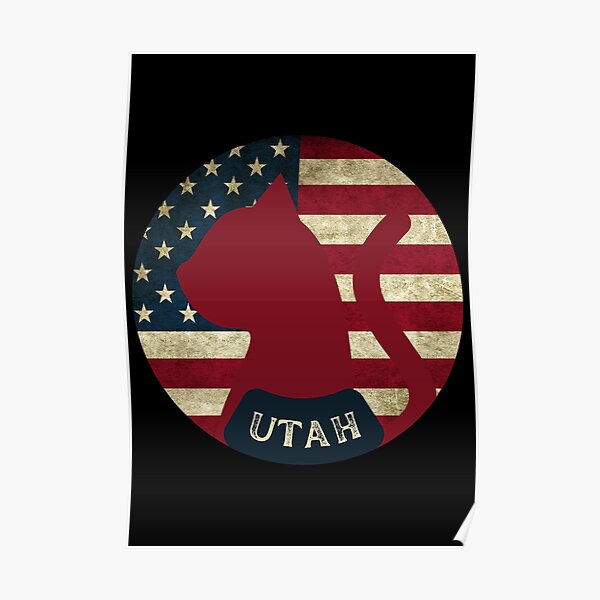 "Utah Distressed American Flag Cat Silhouette" Poster for Sale by ...