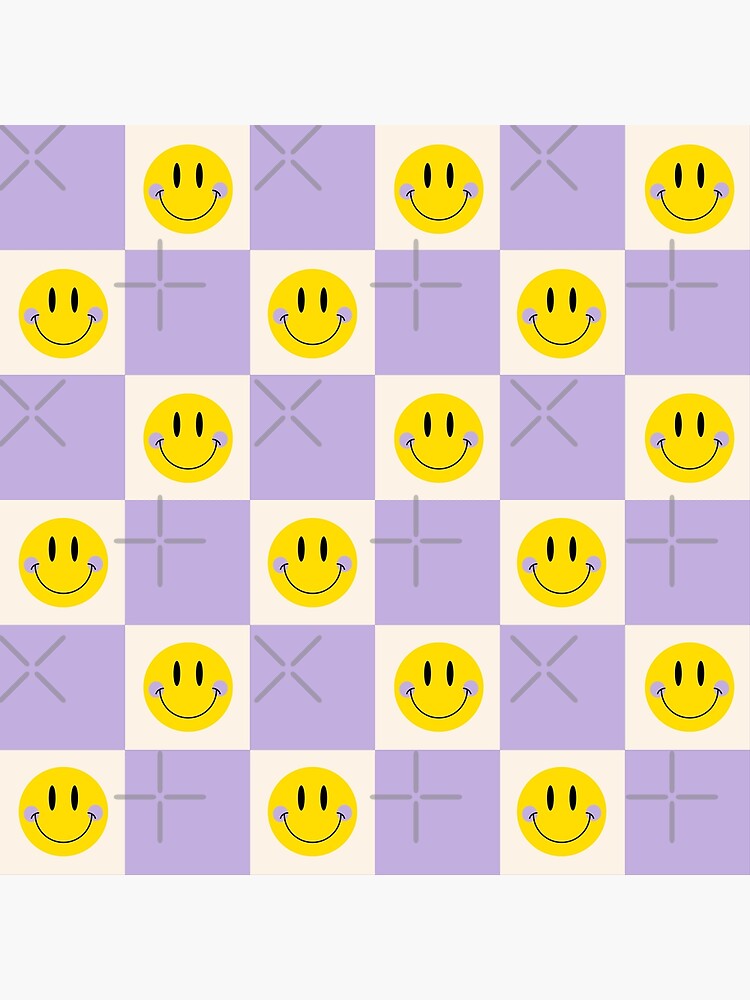 "Smiley Pastel Checkered Pattern in Purple" Poster for Sale by ...