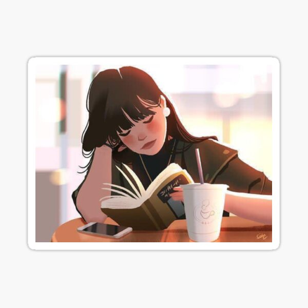 "Note book ? girl reading " Sticker for Sale by fateyhend | Redbubble