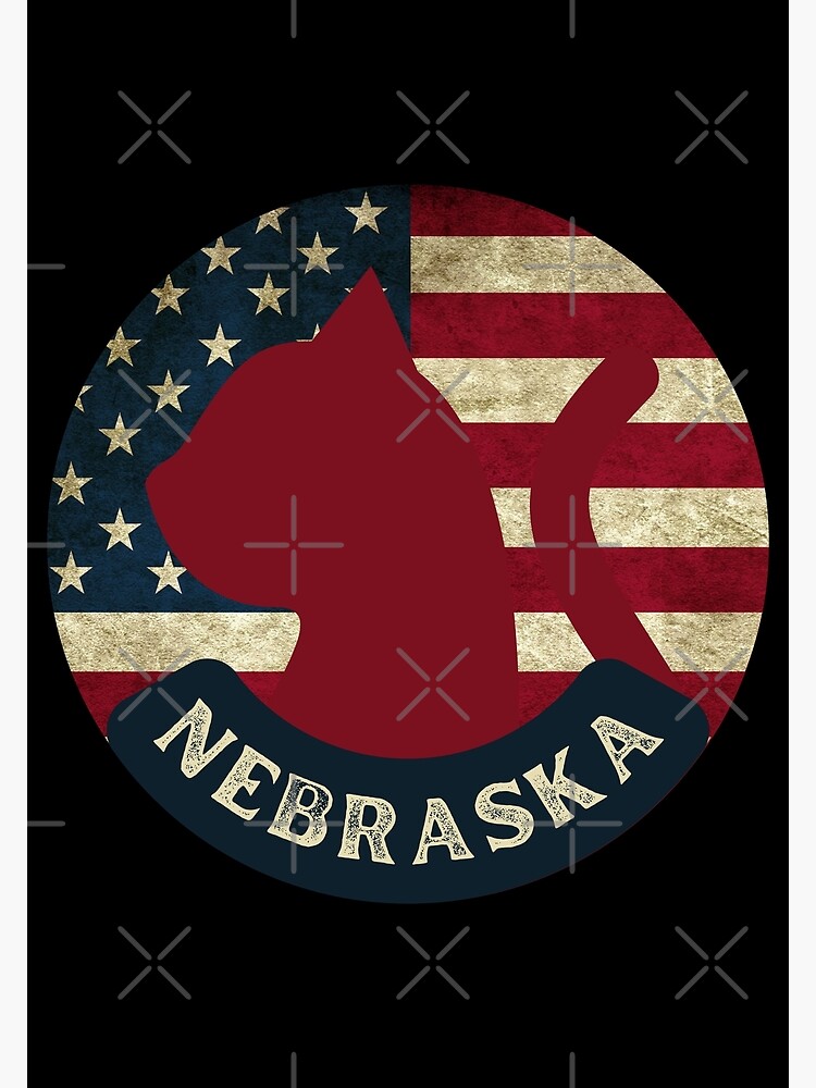 "Nebraska Distressed American Flag Cat Silhouette" Poster for Sale by ...