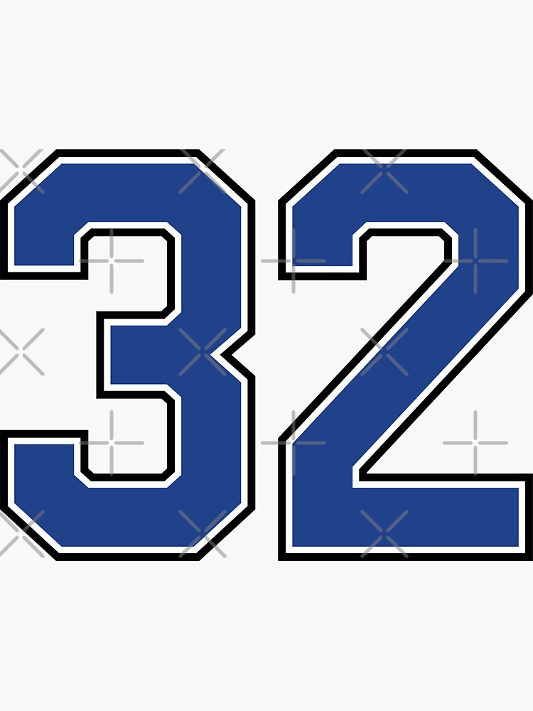 "Number 32 lucky sports jersey thirty two" Sticker for Sale by ...