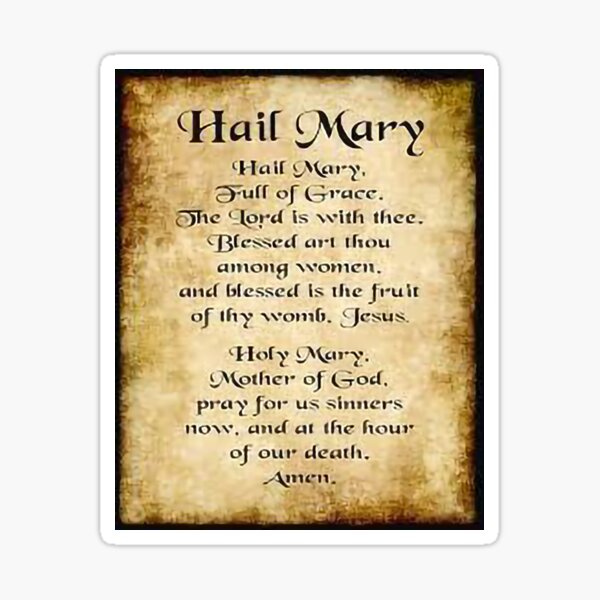 "The hail Mary prayer words" Sticker for Sale by Heavven | Redbubble