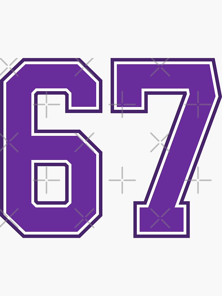 "Purple Number 67 lucky sports jersey sixty seven" Sticker for Sale by ...