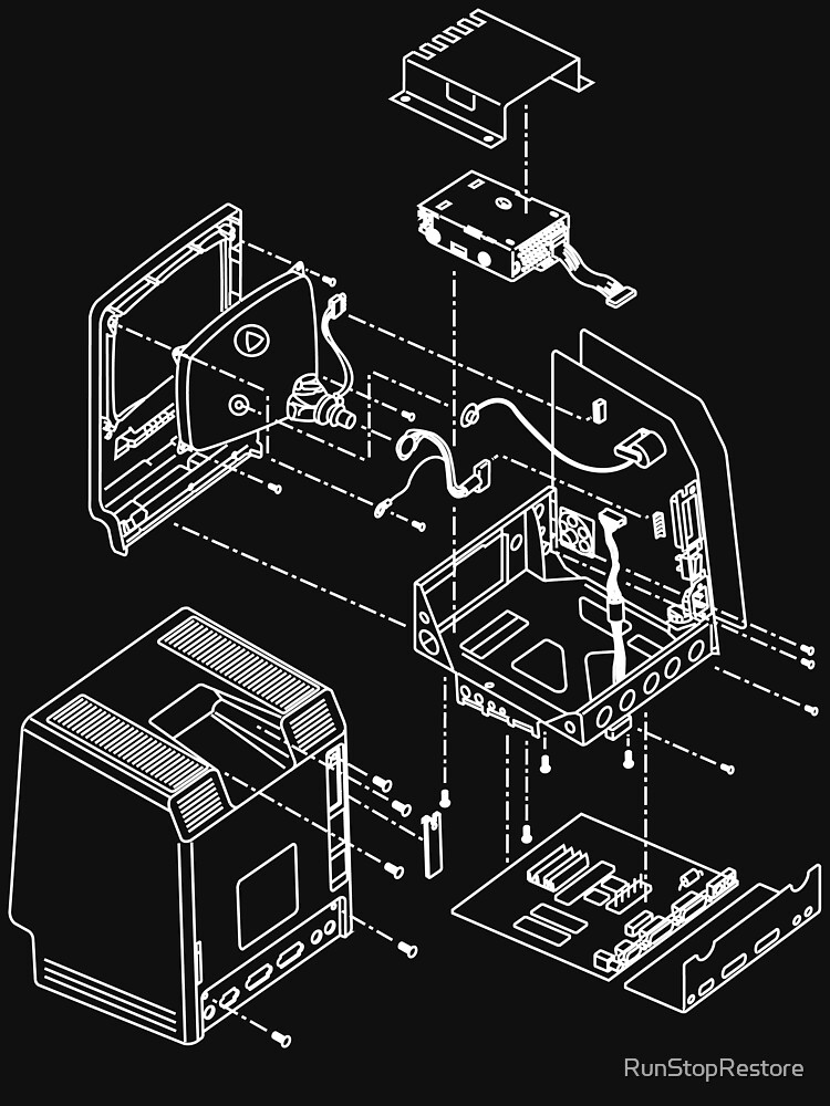 "Macintosh Plus Exploded View (white on dark shirt)" Classic T-Shirt ...