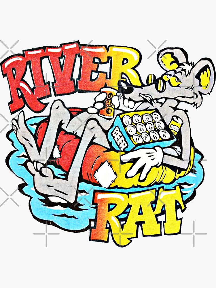 "River Rat 80s Graphic" Sticker for Sale by PixelBuilder | Redbubble