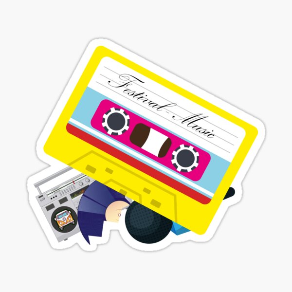 "Festival Music Mixtape cassette" Sticker for Sale by lahcenak | Redbubble