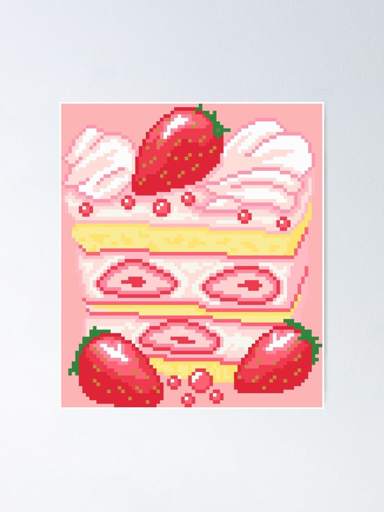 "Strawberry Cake Pixel Art" Poster for Sale by AlleenasPixels | Redbubble
