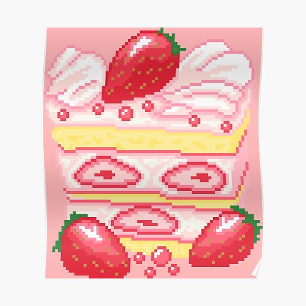 "Strawberry Cake Pixel Art" Poster for Sale by AlleenasPixels | Redbubble