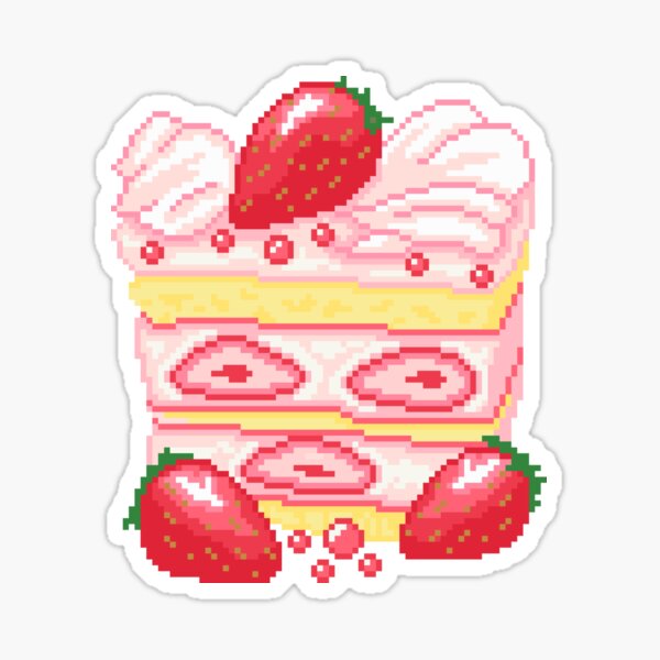 "Strawberry Cake Pixel Art" Sticker for Sale by AlleenasPixels | Redbubble