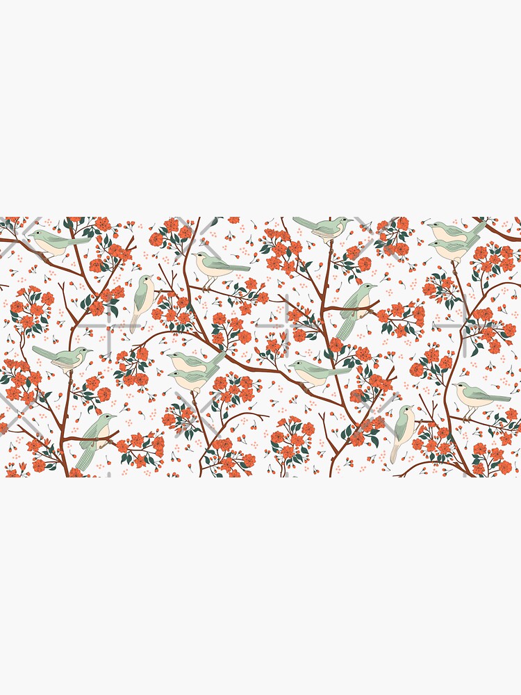 "Sakura - Alight - Birds + Cherry Blossom Flowers + Buds" Sticker for ...