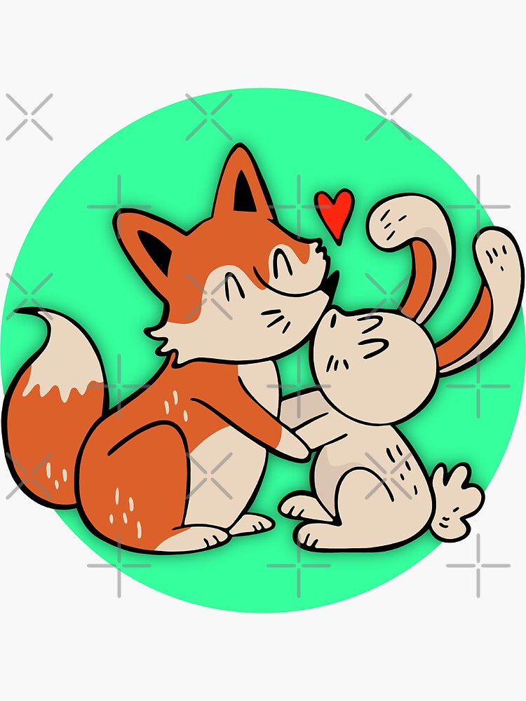 "Fox and rabbit kiss " Sticker for Sale by Graf1986 | Redbubble