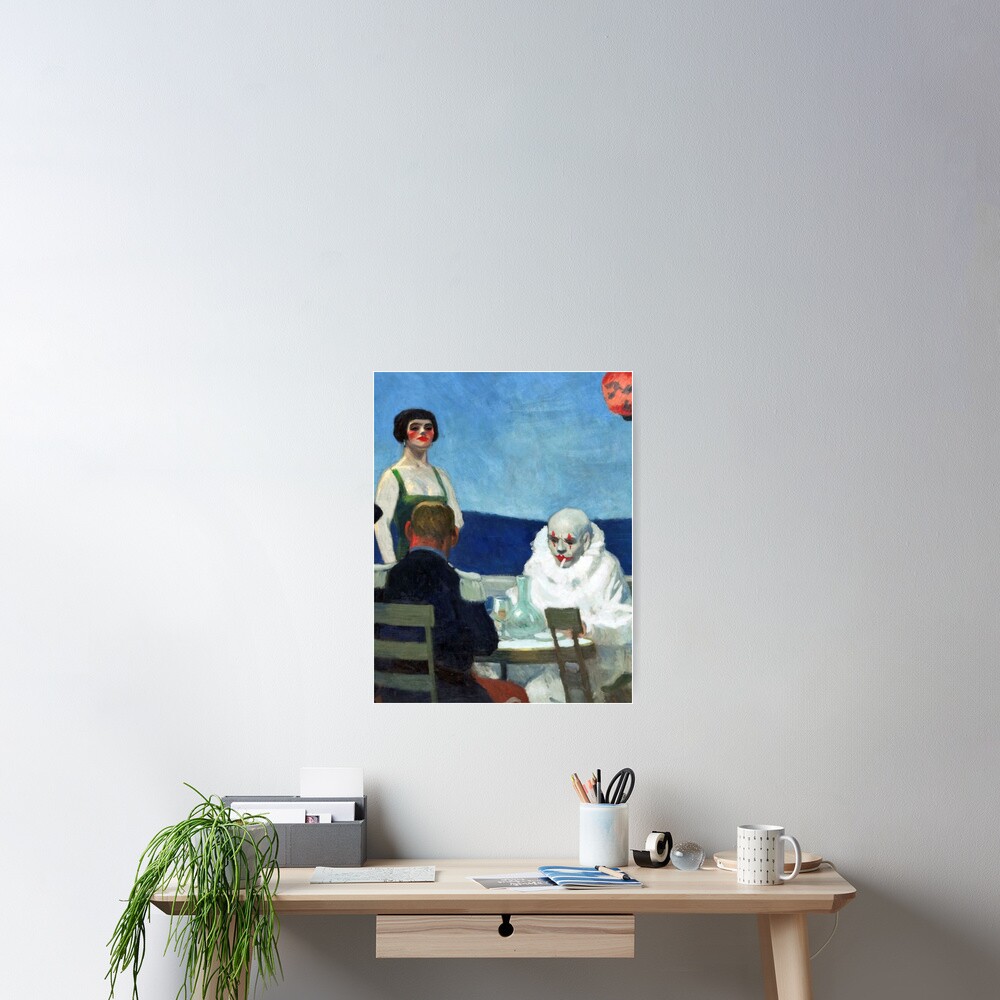 "Edward Hopper Evening Blue Clown" Poster for Sale by Penelope101 ...