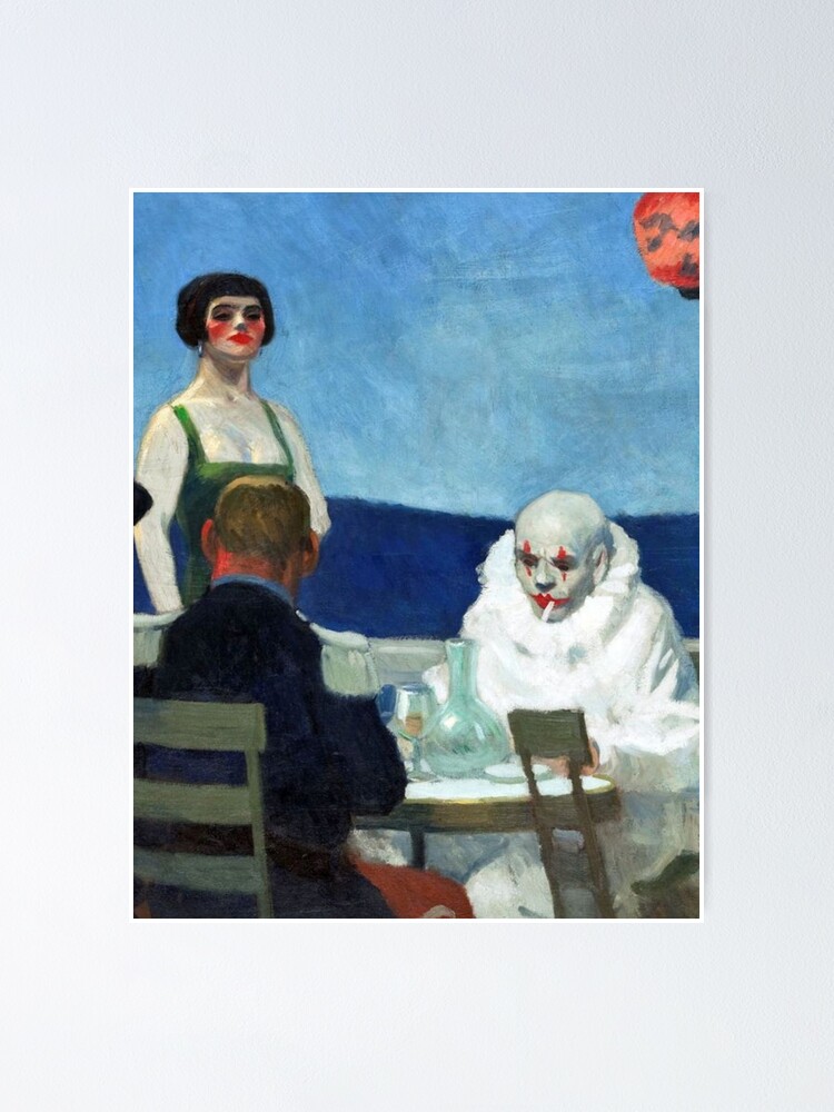 "Edward Hopper Evening Blue Clown" Poster for Sale by Penelope101 ...