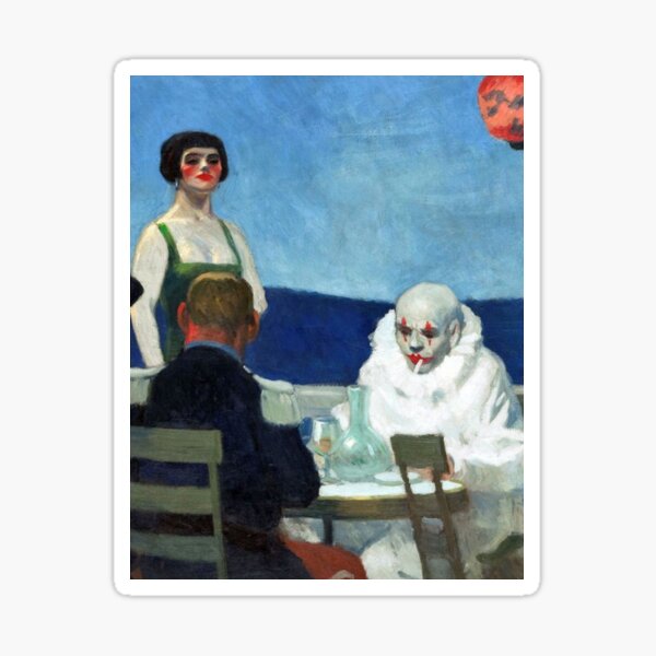 "Edward Hopper Evening Blue Clown" Sticker for Sale by Penelope101 ...
